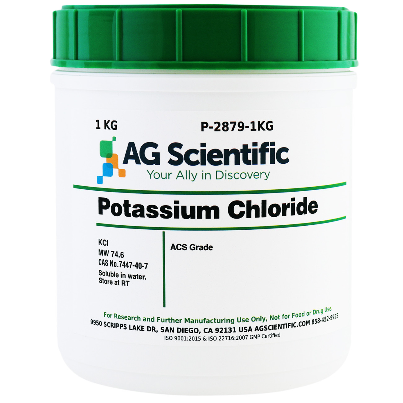 P-2879-1KG - Potassium Chloride, ACS Grade, 1 KG