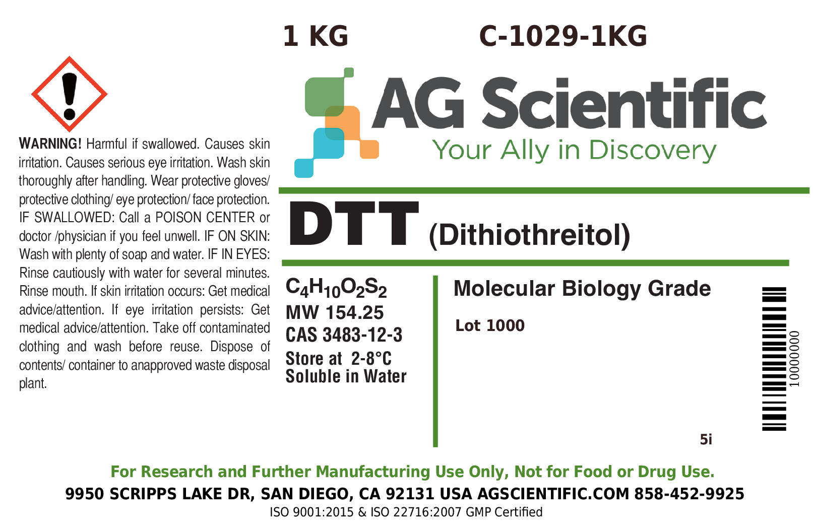 C-1029-1KG - Dithiothreitol [DTT], 1 KG