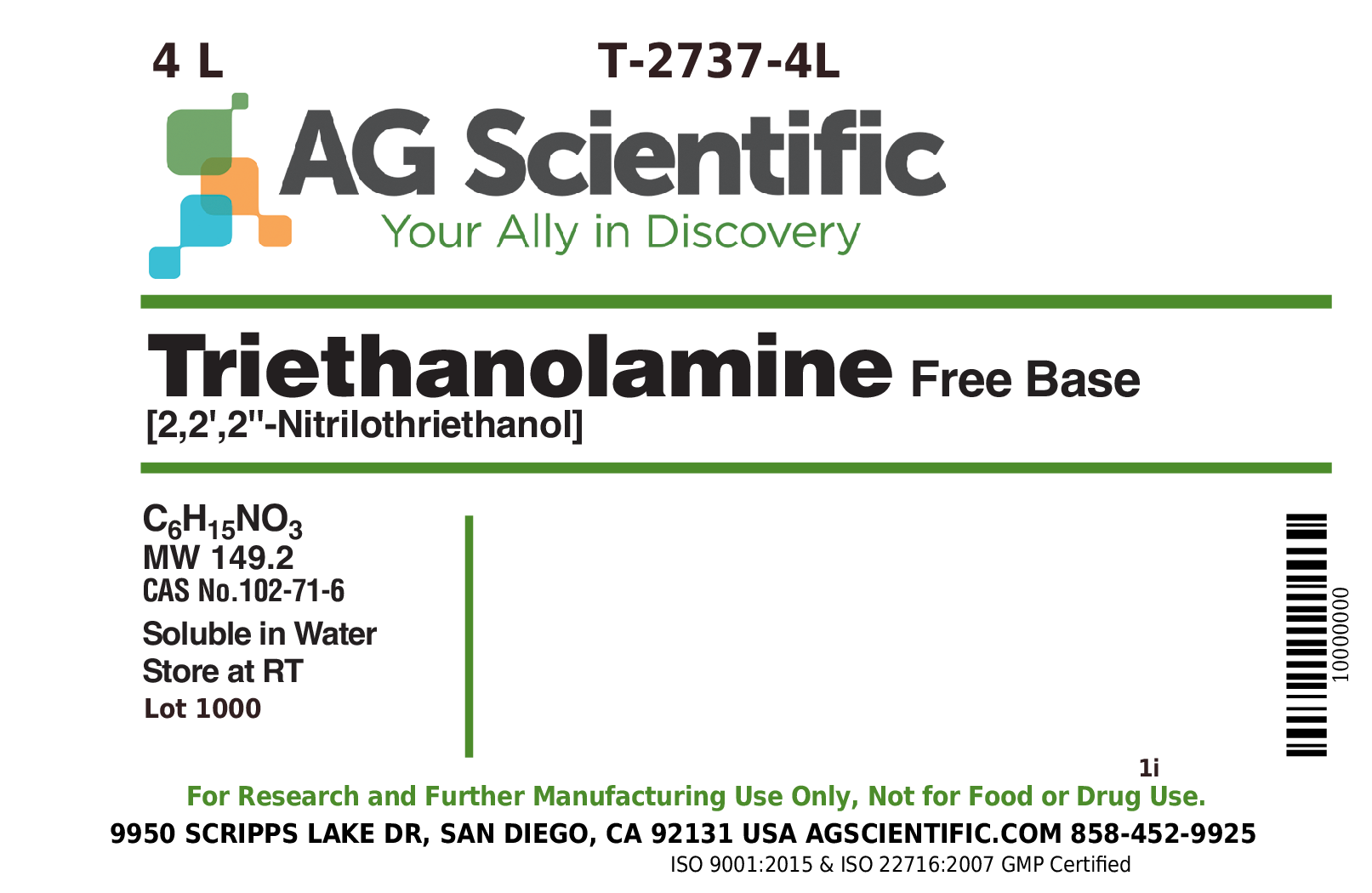 T-2737-4L - Triethanolamine, 4 L