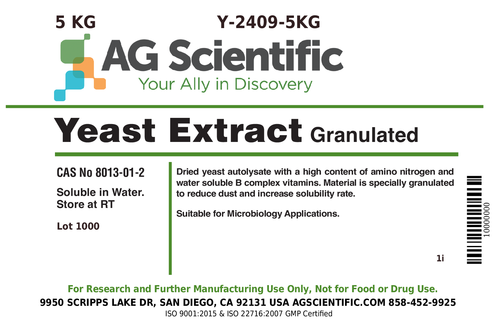 Y-2409-5KG - Yeast Extract, Granulated, 5 KG